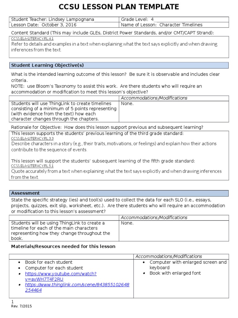EDT 415 Character Timelines | PDF | Lesson Plan | Epistemology