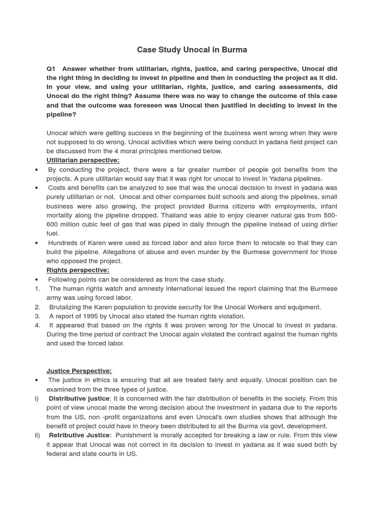 Case Study Unocal in Burma | PDF | Myanmar | Justice