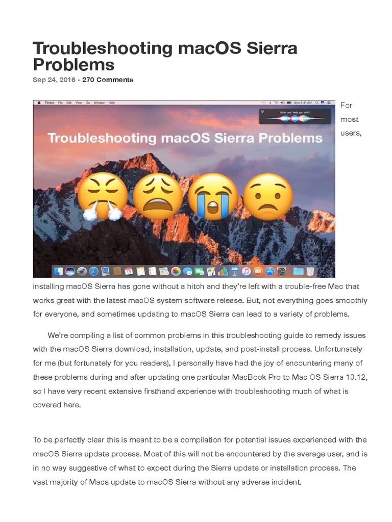 Troubleshooting MacOS Sierra Problems | Download Free PDF | I Cloud | Mac Os