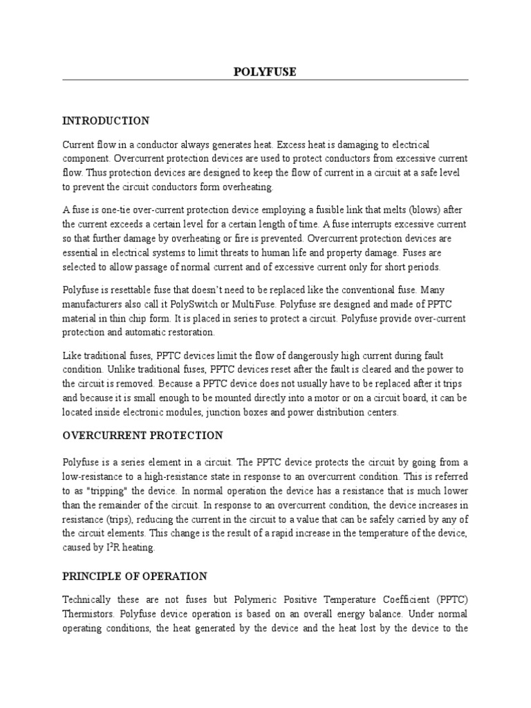 Poly Fuse | Download Free PDF | Fuse (Electrical) | Electrical ...