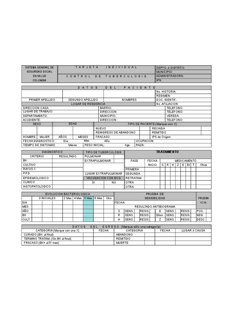 Formatos Guia TBC | PDF | Tuberculosis | Diagnostico medico