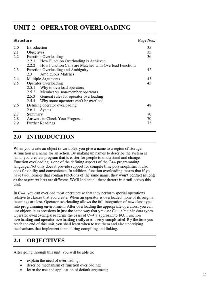 Operator Overloading Explained Pdf C Parameter Computer Programming