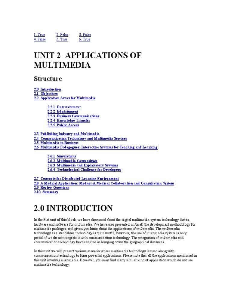 Unit 2 Applications of Multimedia: Structure | PDF | Multimedia ...