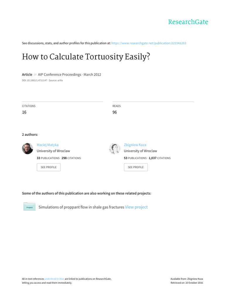 How To Calculate Tortuosity Easily | PDF | Materials Science | Applied ...