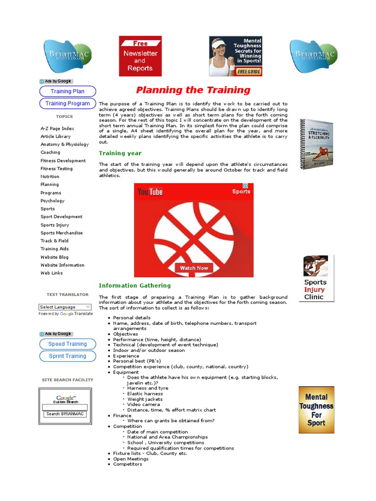 Planning The Training: Training Plan Training Program | PDF | Track And ...