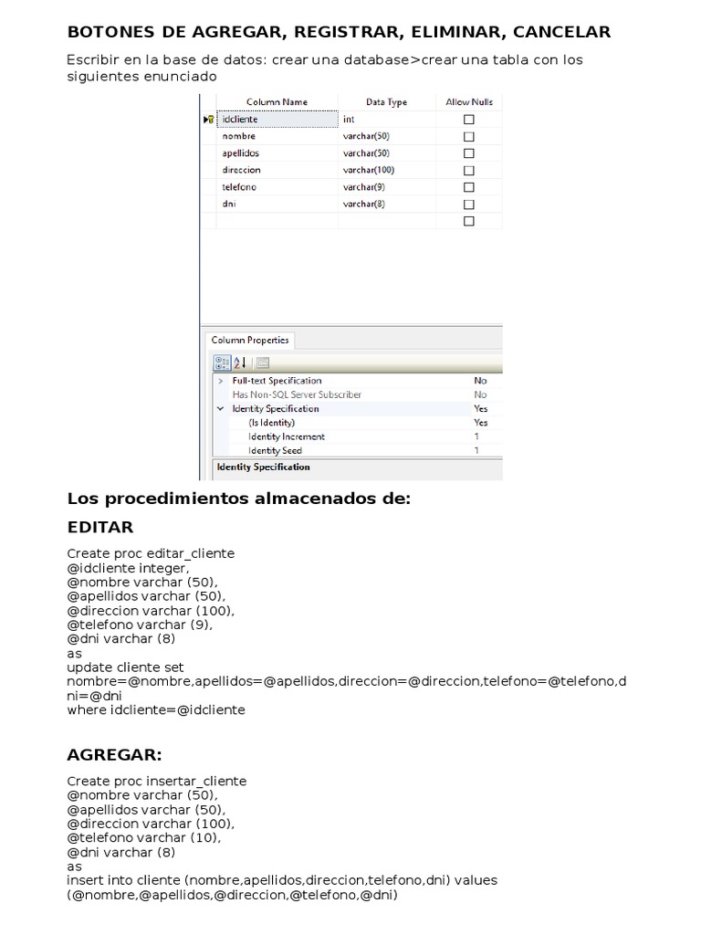 Botones de Agregar, Modificar, Eliminar | PDF | Datos de computadora ...