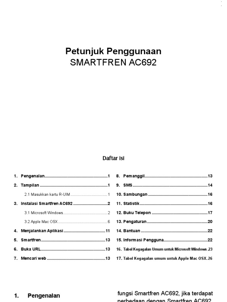 Smartfren AC692 User Manual - BAHASA | PDF