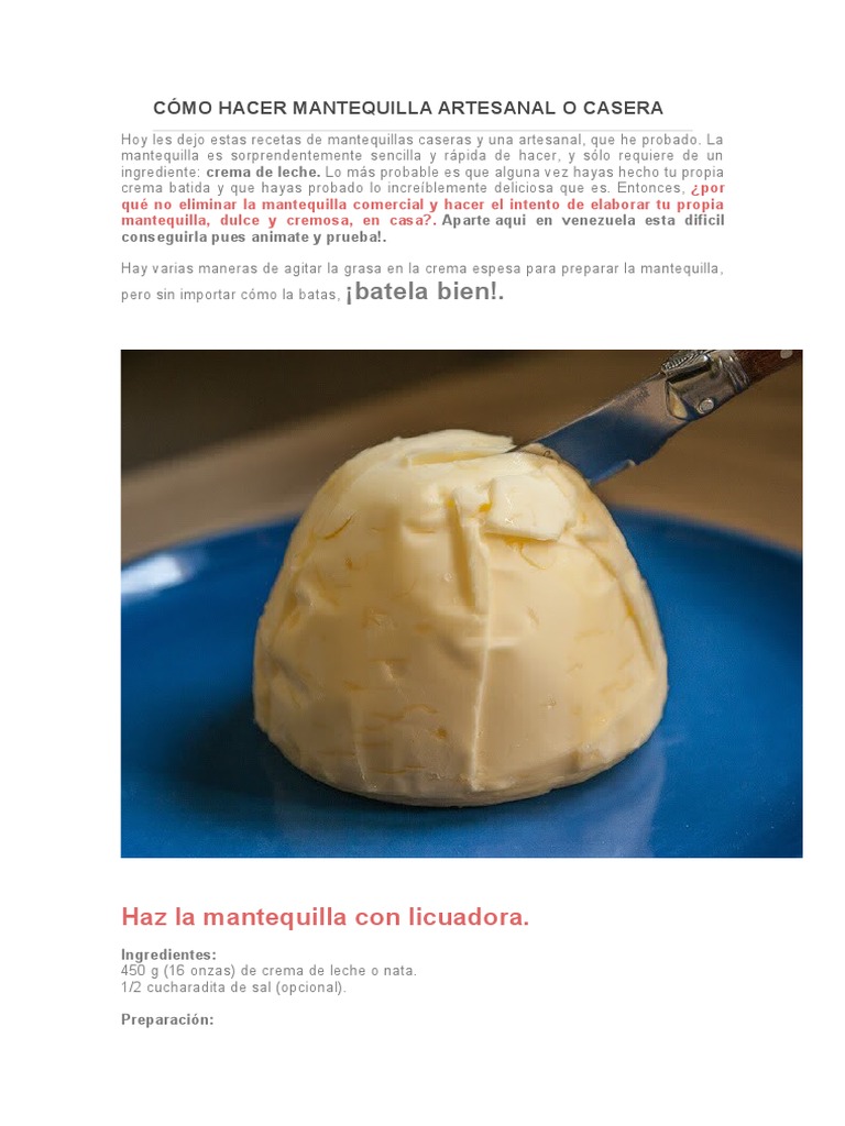 Cómo Hacer Mantequilla Artesanal o Casera | Crema | Mantequilla