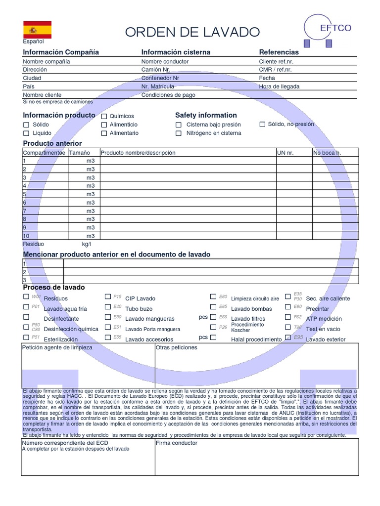 Eftco Cleaning Order Es | PDF