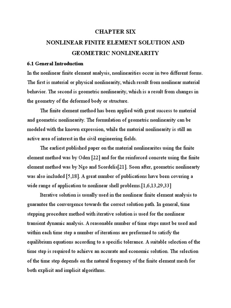 Geometric Nonlinearity in Finite Elements | PDF | Nonlinear System ...