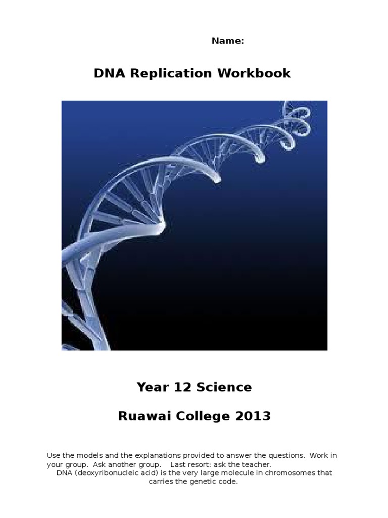 DNA Replication Workbook for Year 12 | PDF | Dna Replication | Dna