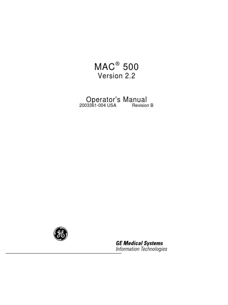 GE MAC 500 Serv Eng | PDF | Visual Cortex | Electrocardiography