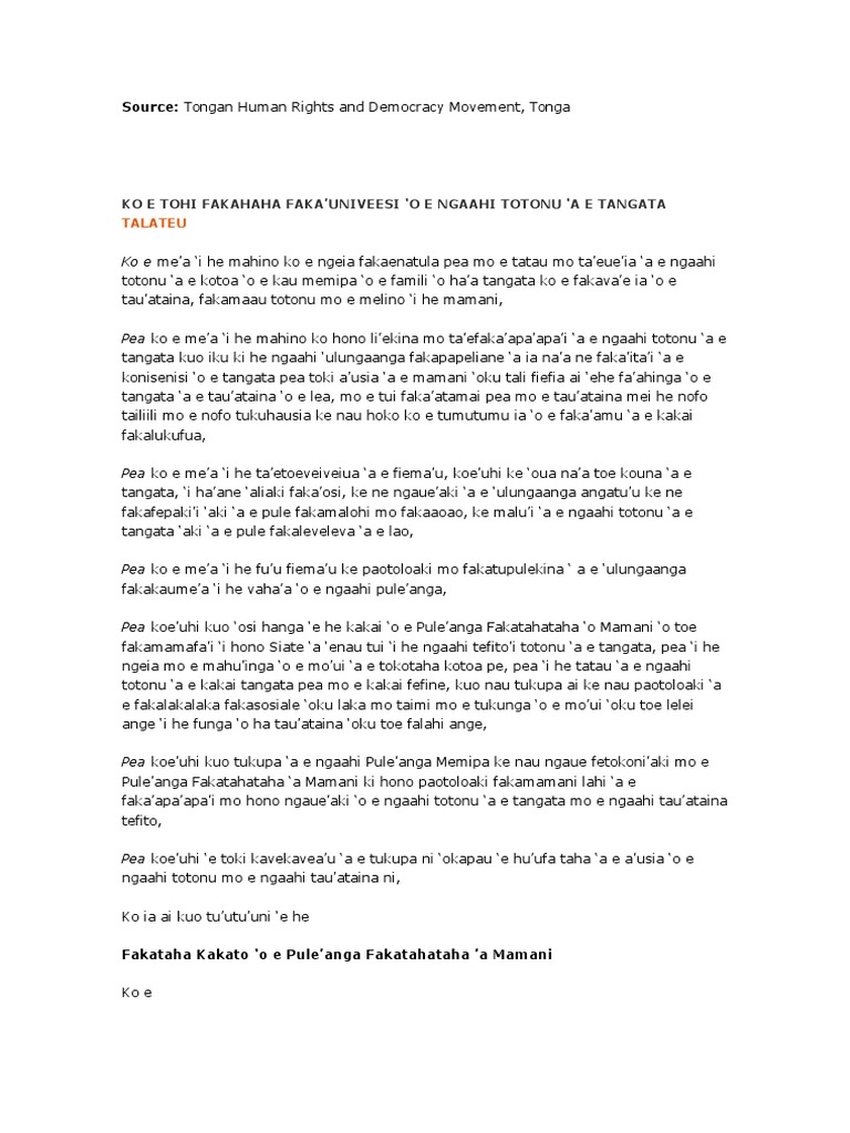 Source: Tongan Human Rights and Democracy Movement, Tonga | PDF