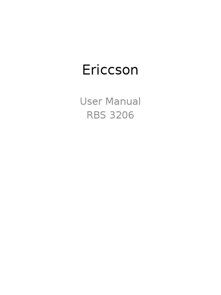 Ericcson: User Manual RBS 3206 | PDF