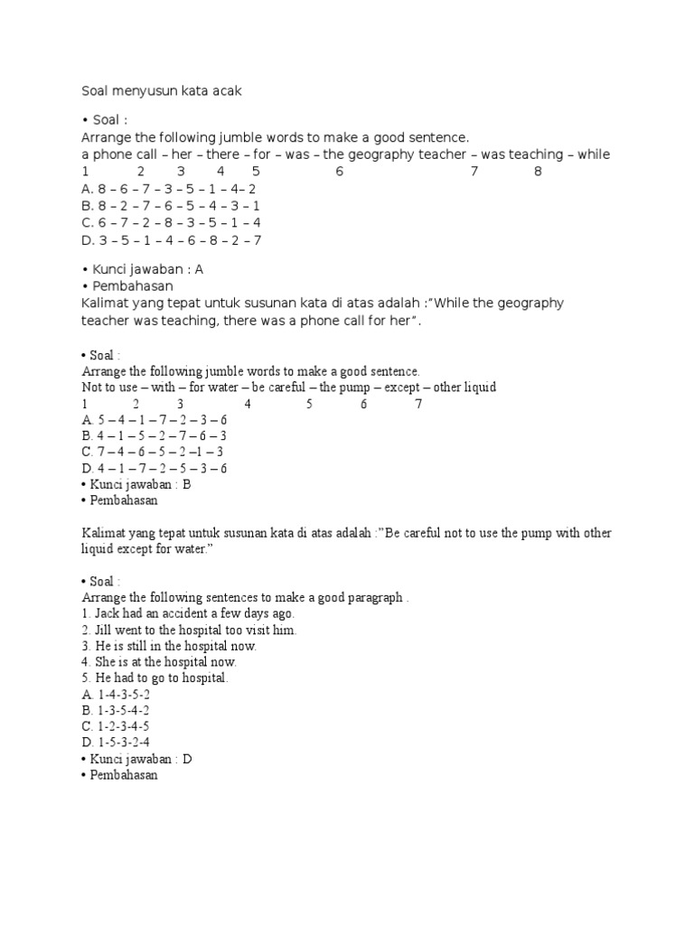 Latihan Soal Menyusun Kata Acak, Paragraf Padu Dan Rumpang | PDF | Alam