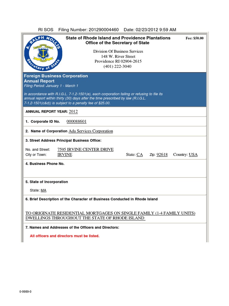 RI SOS Filing Number: 201290004460 Date: 02/23/2012 9:59 AM | PDF | Law