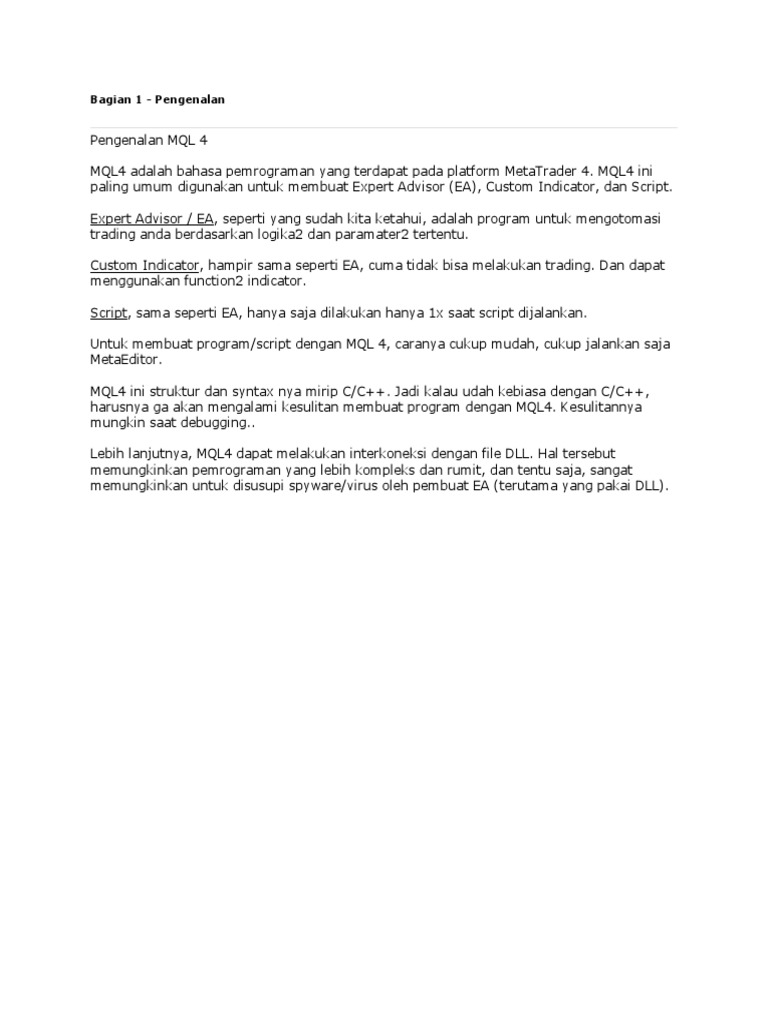 Seputar MQL4 PDF | PDF