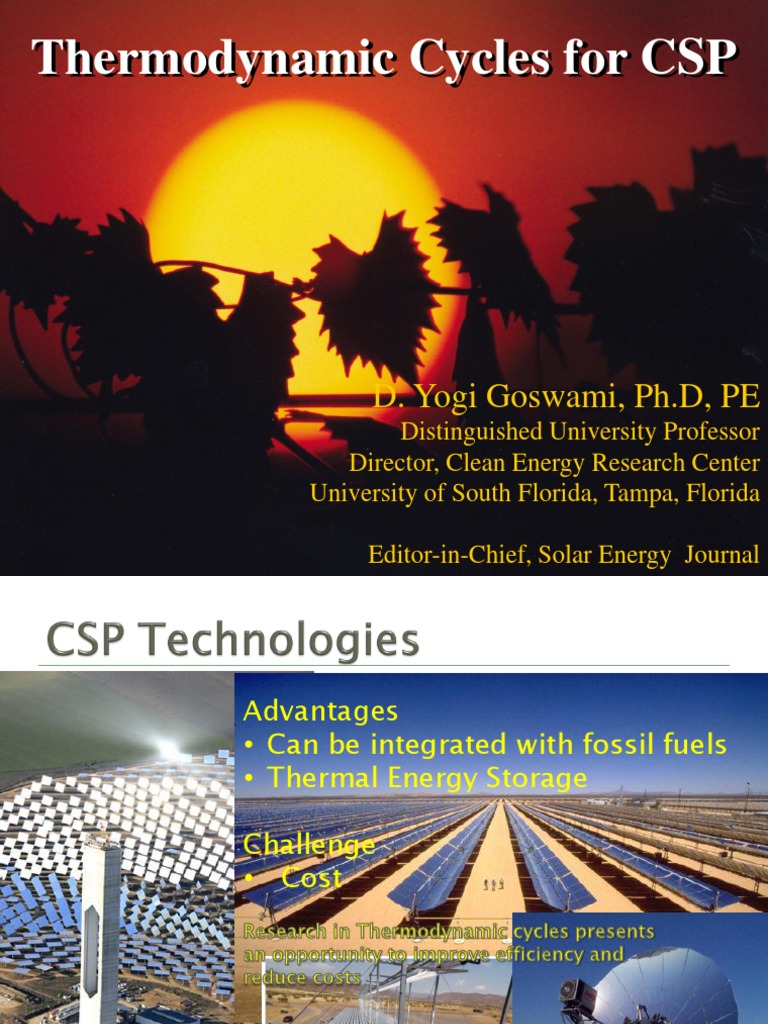 CSP Power Cycles USF | PDF | Air Conditioning | Supercritical Fluid