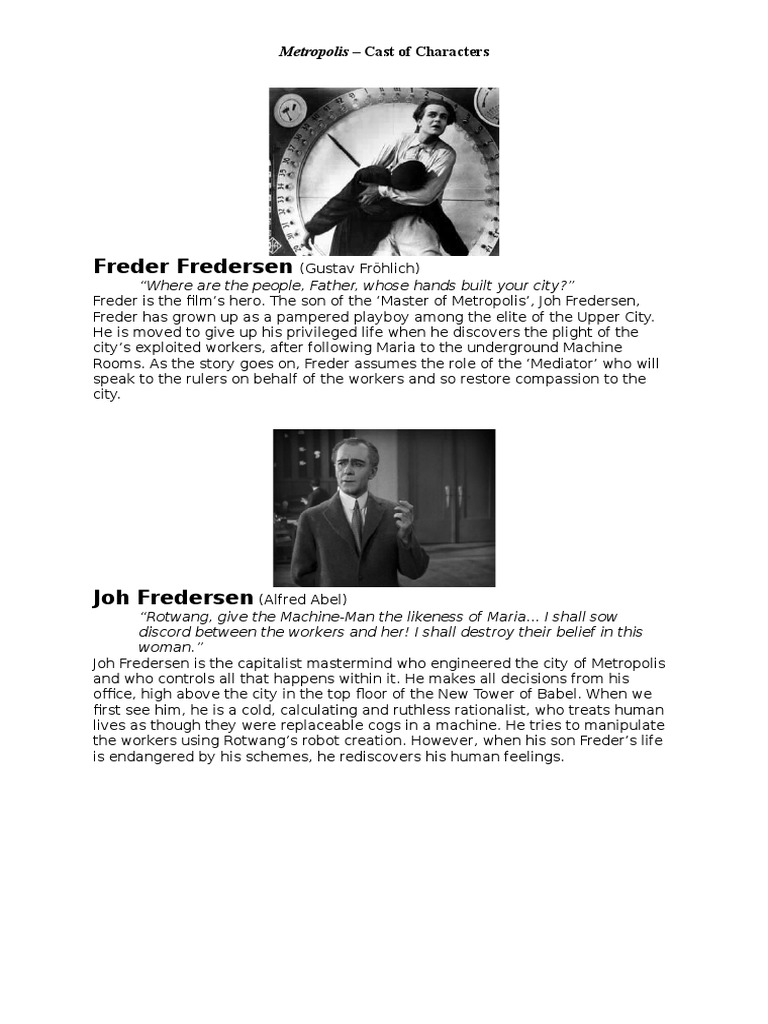 Metropolis - Character Profiles | PDF | Young Adult