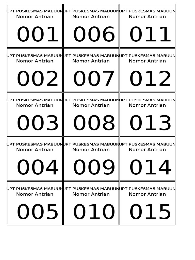 Nomor Antrian Nomor Antrian Nomor Antrian | PDF