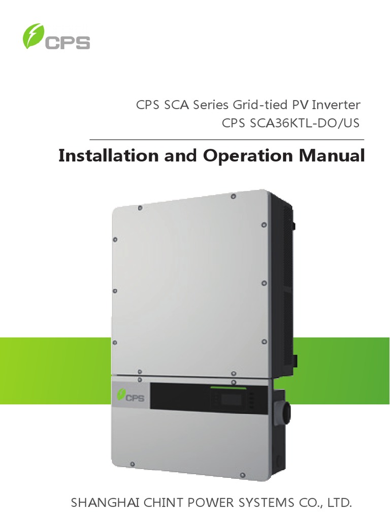 Installation and Operation Manual: CPS SCA Series Grid-Tied PV Inverter ...
