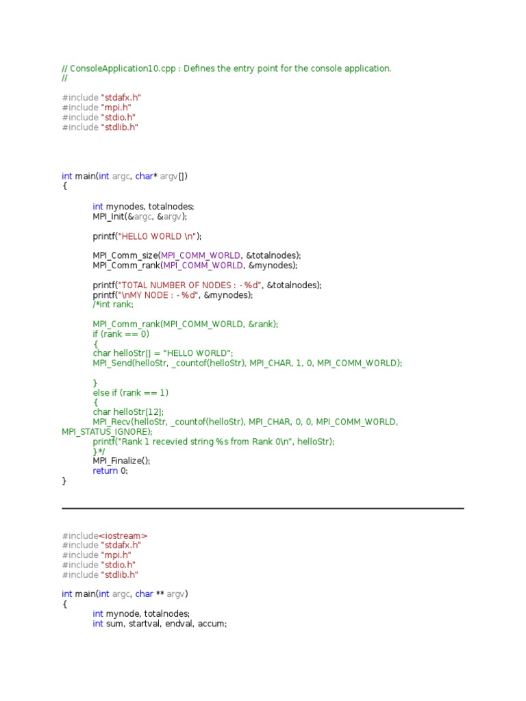 "Stdafx.h" "Mpi.h" "Stdio.h" "Stdlib.h": #Include #Include #Include #Include | PDF