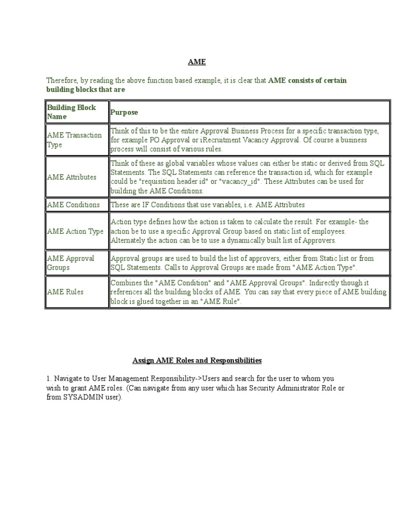 Assign AME Roles and Responsibilities | PDF | Database Transaction ...