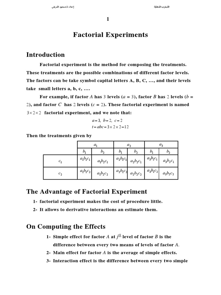 Factorial Experiments: 2), and Factor C Has 2 Levels (C 2) - These ...