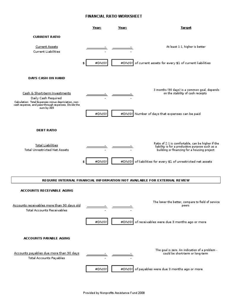 Nonprofit Financial Ratios Worksheet | PDF | Fundraising | Nonprofit ...