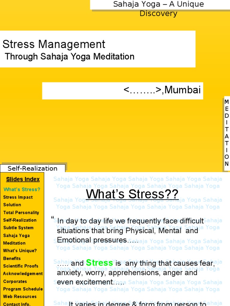 Stress Management Thru Sahaja Yoga Always Free PDF | PDF | Āstika | Yoga