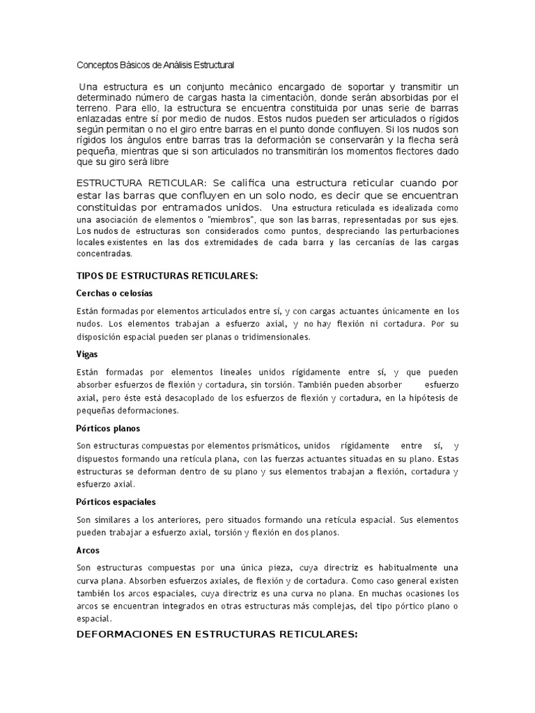 Conceptos Básicos de Análisis Estructural | PDF | Braguero | Doblar