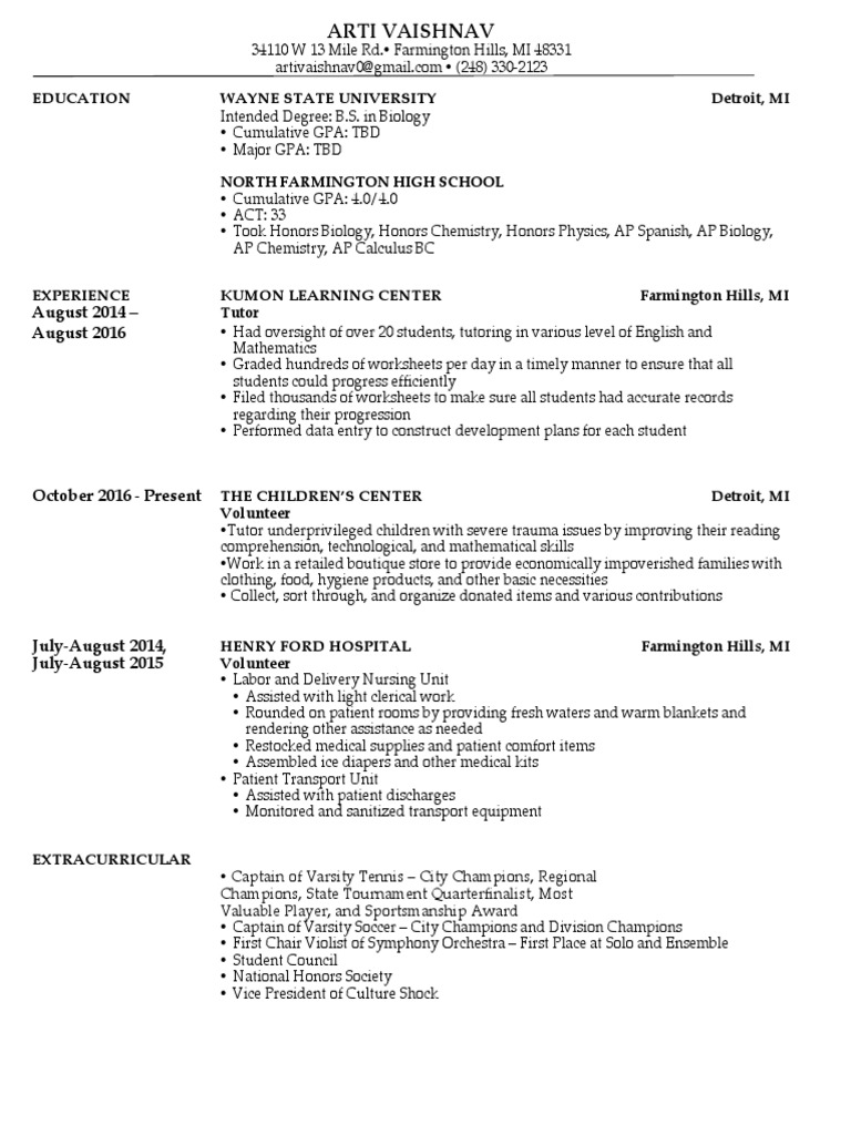 Kumon Tutor Resume of Arti Vaishnav | PDF | Health Care