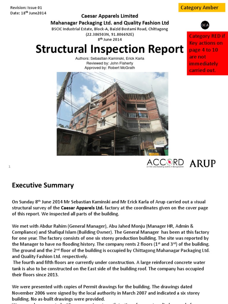 Structural Inspection Report: Mahanagar Packaging LTD | PDF | Column ...