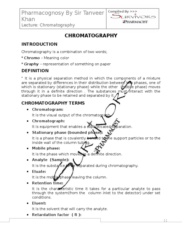 CHROMATOGRAPHY | PDF | Chromatography | Thin Layer Chromatography
