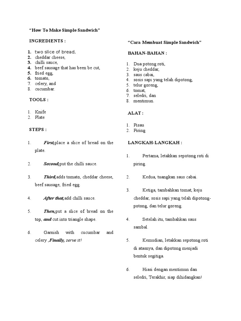 Simple Sandwich Recipe Guide | PDF