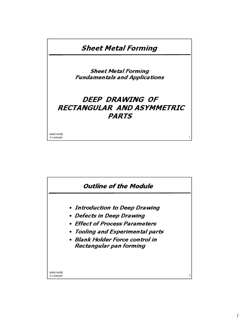 Sheet Metal Forming: Deep Drawing of Rectangular and Asymmetric Parts ...
