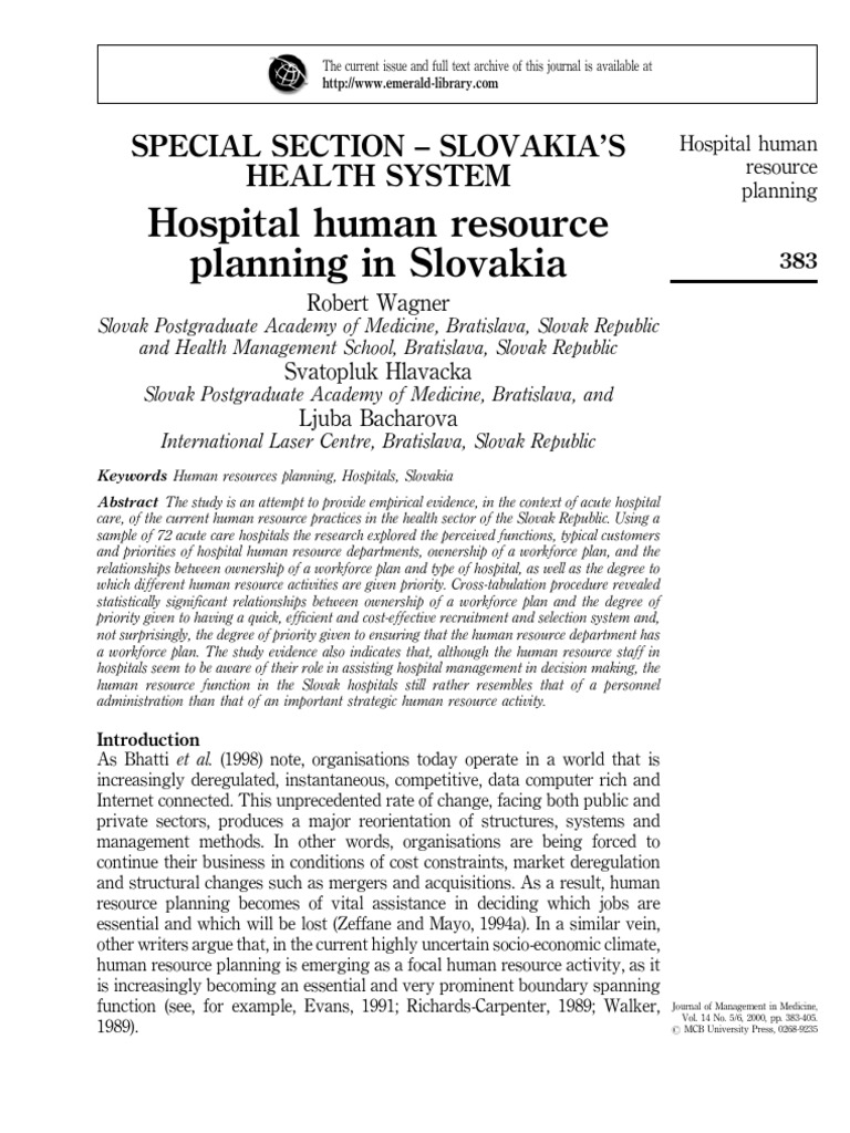 Hospital Human Resource Planning | PDF | Employment | Forecasting