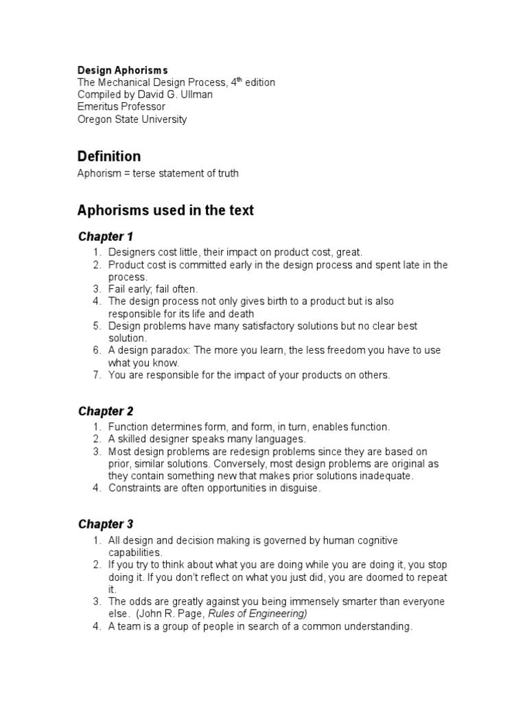 Design Aphorisms 4th Ed | PDF | Design | Decision Making