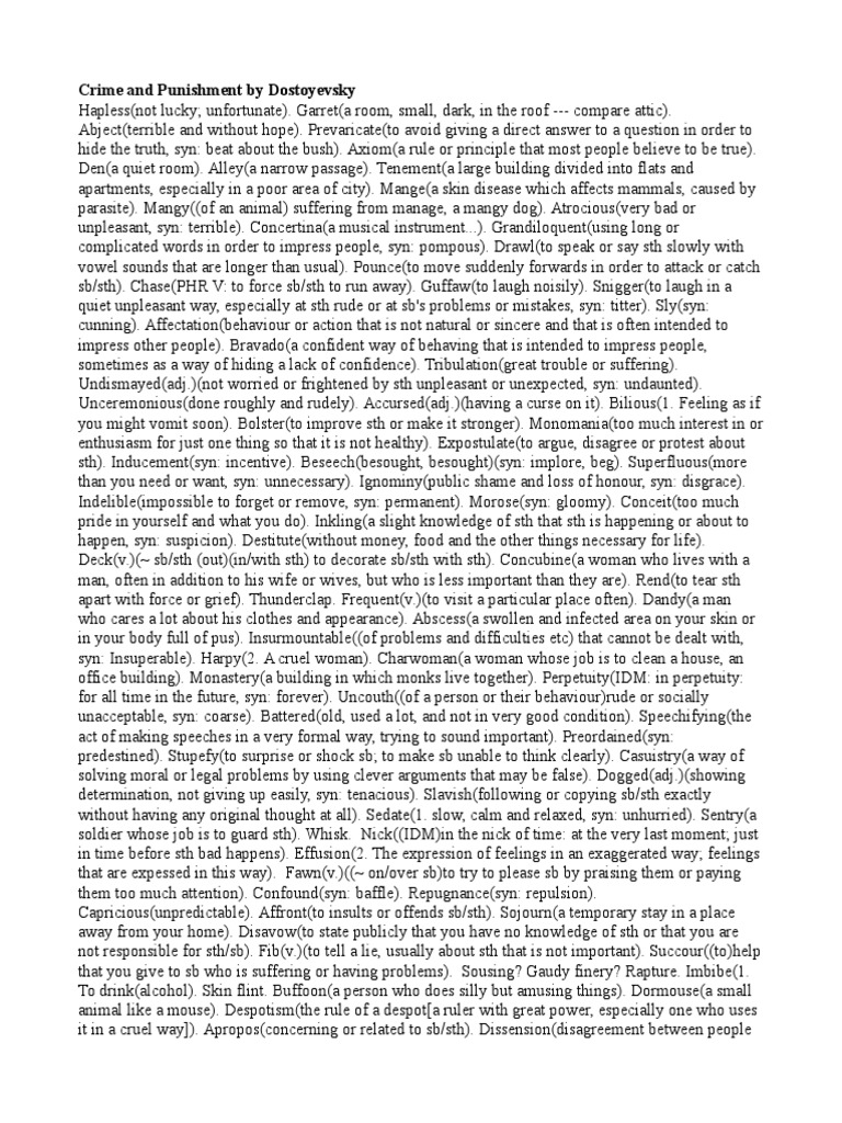 An Analysis of Key Terms and Concepts from Fyodor Dostoyevsky's Crime ...