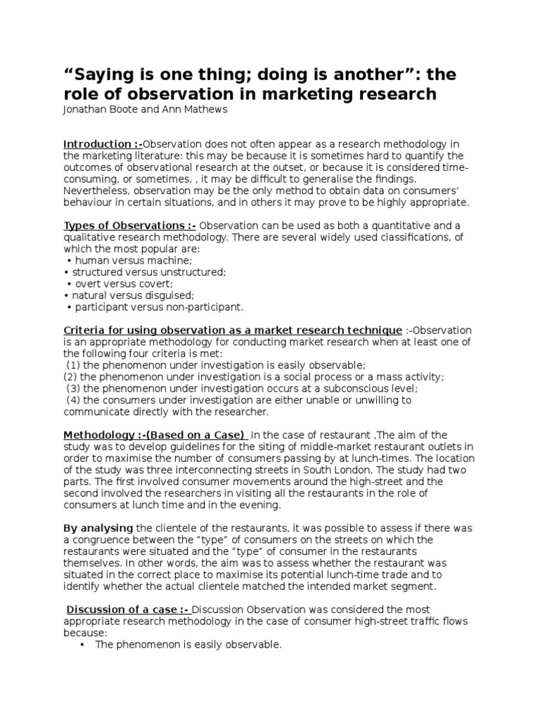 Observation in Market Research | PDF | Observation | Qualitative Research