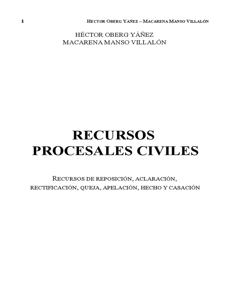 Oberg Héctor y Manso Macarena. Recursos Procesales Civiles | PDF ...