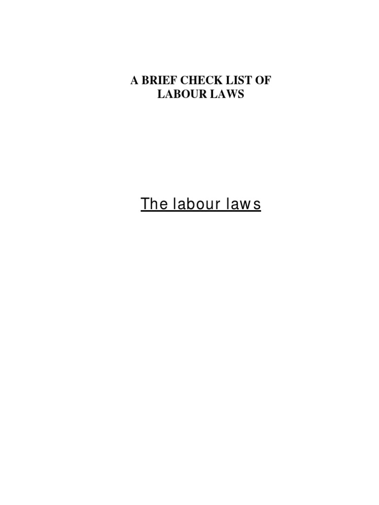 Labour Law Checklist-India | PDF