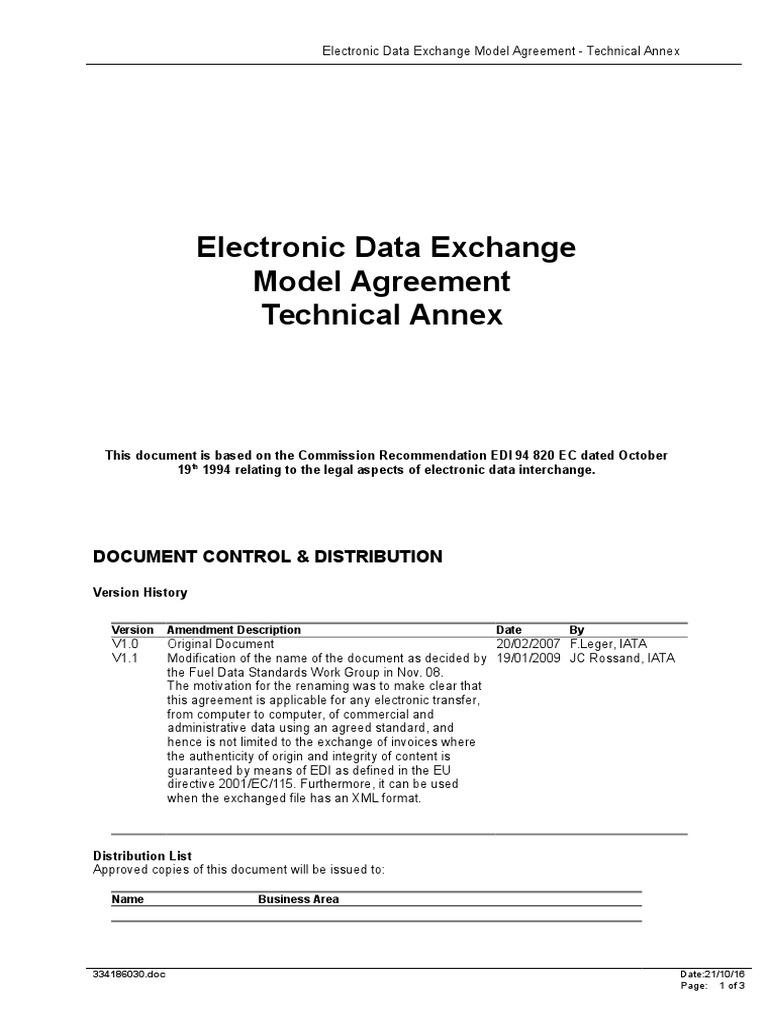 Electronic Data Exchange Model Agreement Annex | PDF | Electronic Data ...