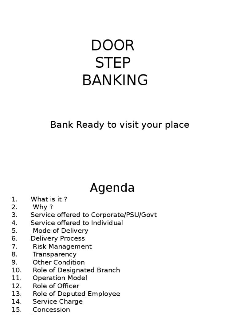 Door Step Banking: Bank Ready To Visit Your Place | PDF | Cheque | Banks