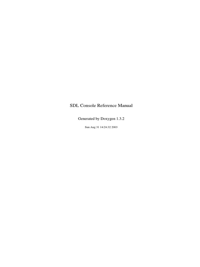 Sdl Console Reference Manual Generated By Doxygen 132 Pdf Command Line Interface Areas 