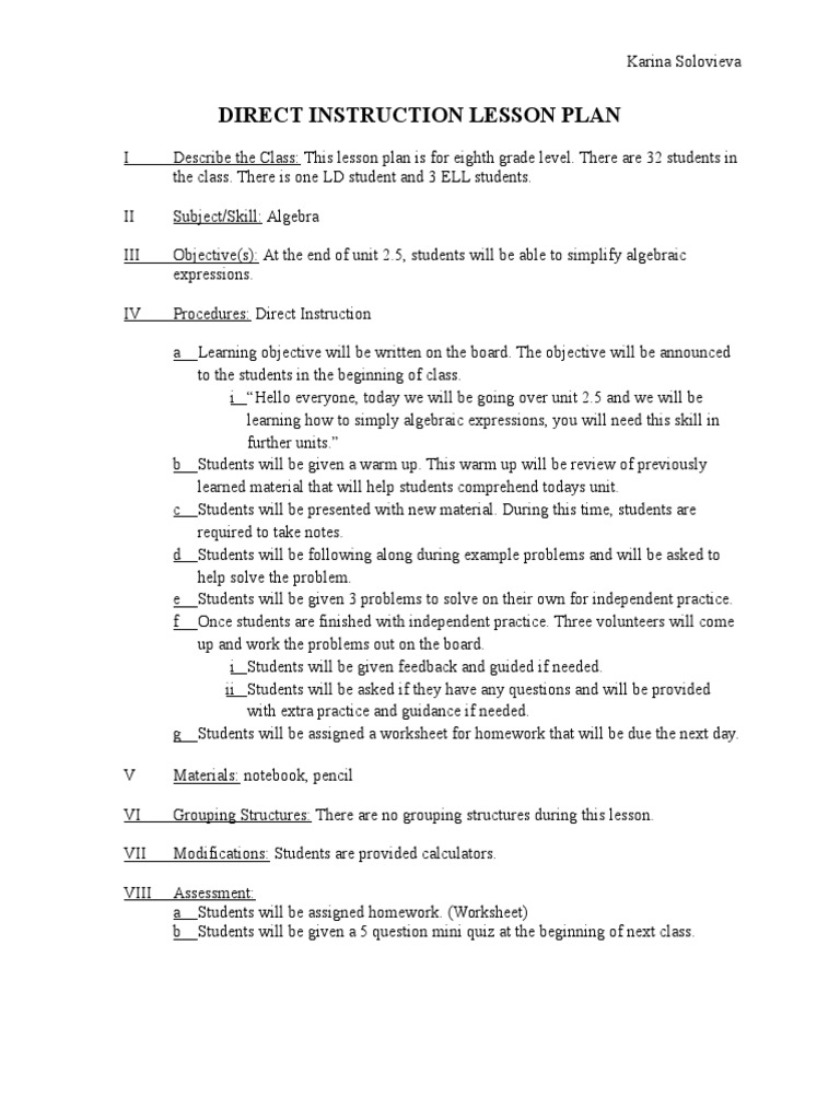 Edu 220 - Di Lesson Plan | PDF