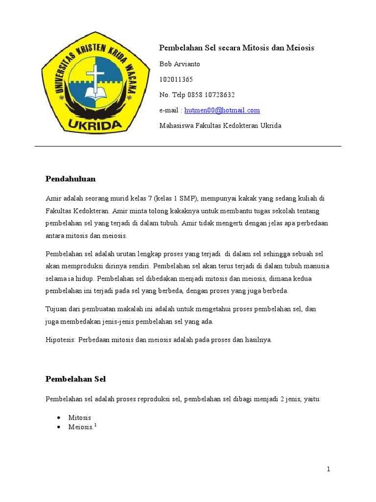 Makalah PBL Blok 3-Pembelahan Sel Secara Mitosis Dan Meiosis | PDF