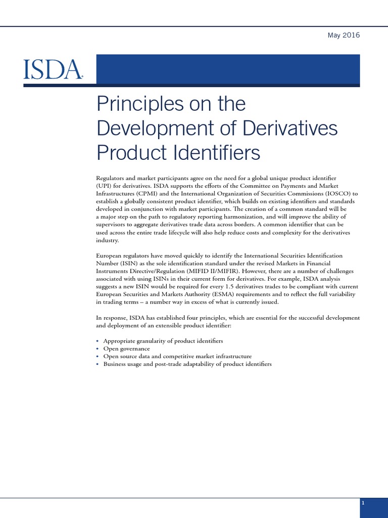 Global Unique Product Identifier for Derivatives | PDF | Derivative ...