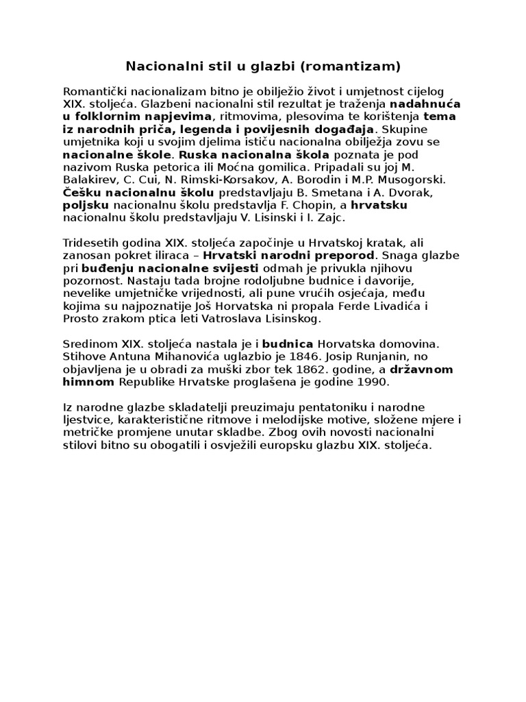 Nacionalni Stil U Glazbi | PDF