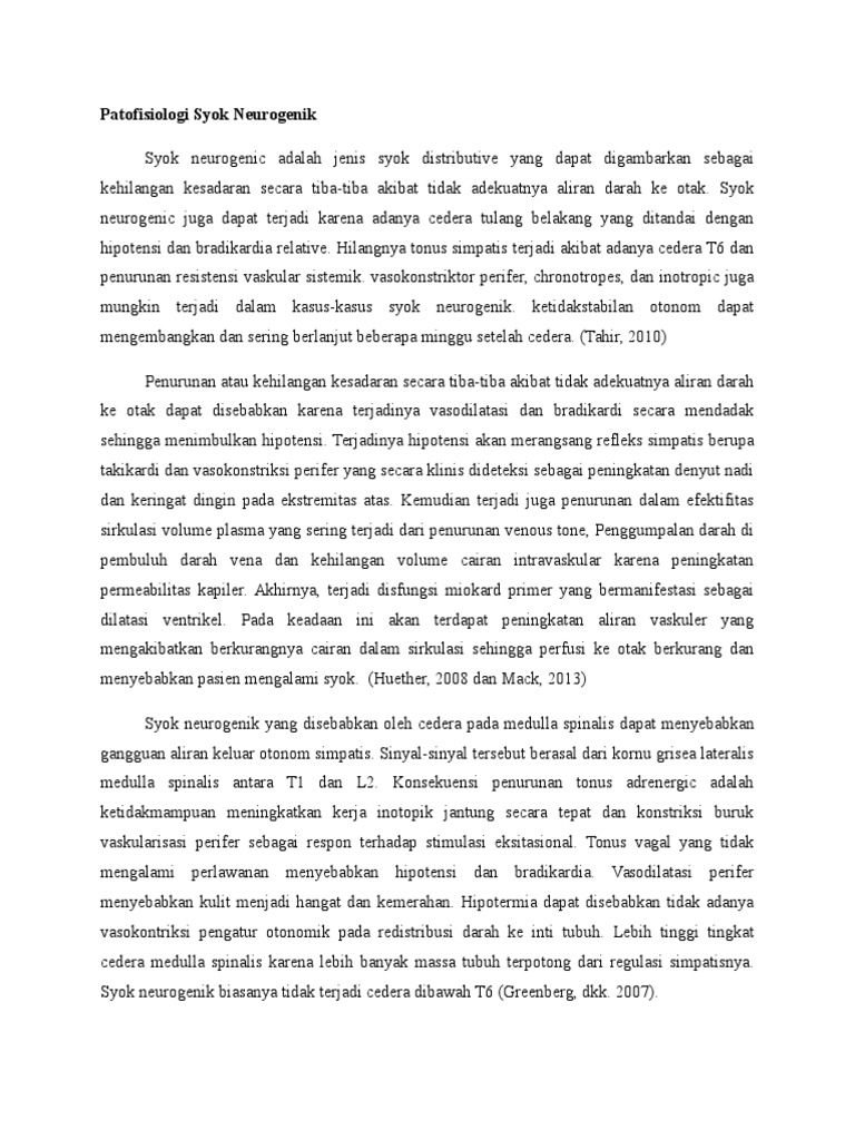 Patofisiologi Syok Neurogenik | PDF